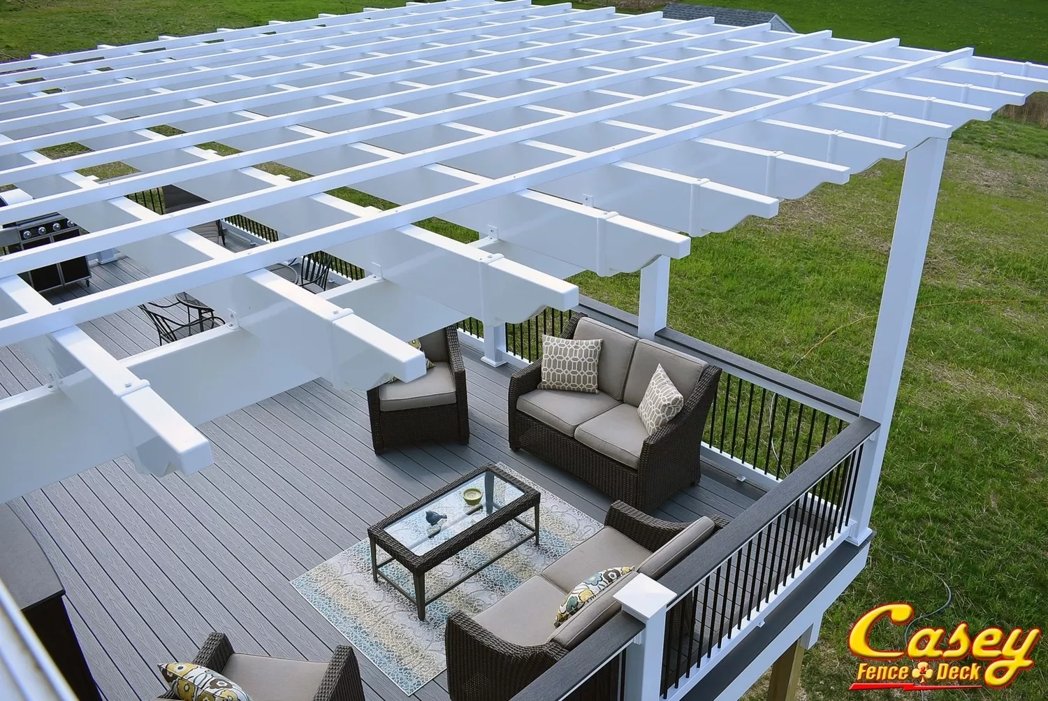 450 Sq Ft Fiberon Cottage Gray Deck with Graphite Double Picture Frame ...