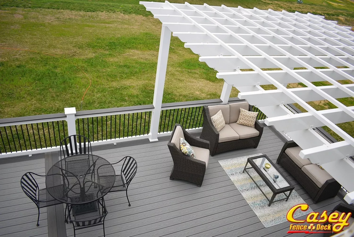 450 Sq Ft Fiberon Cottage Gray Deck with Graphite Double Picture Frame ...