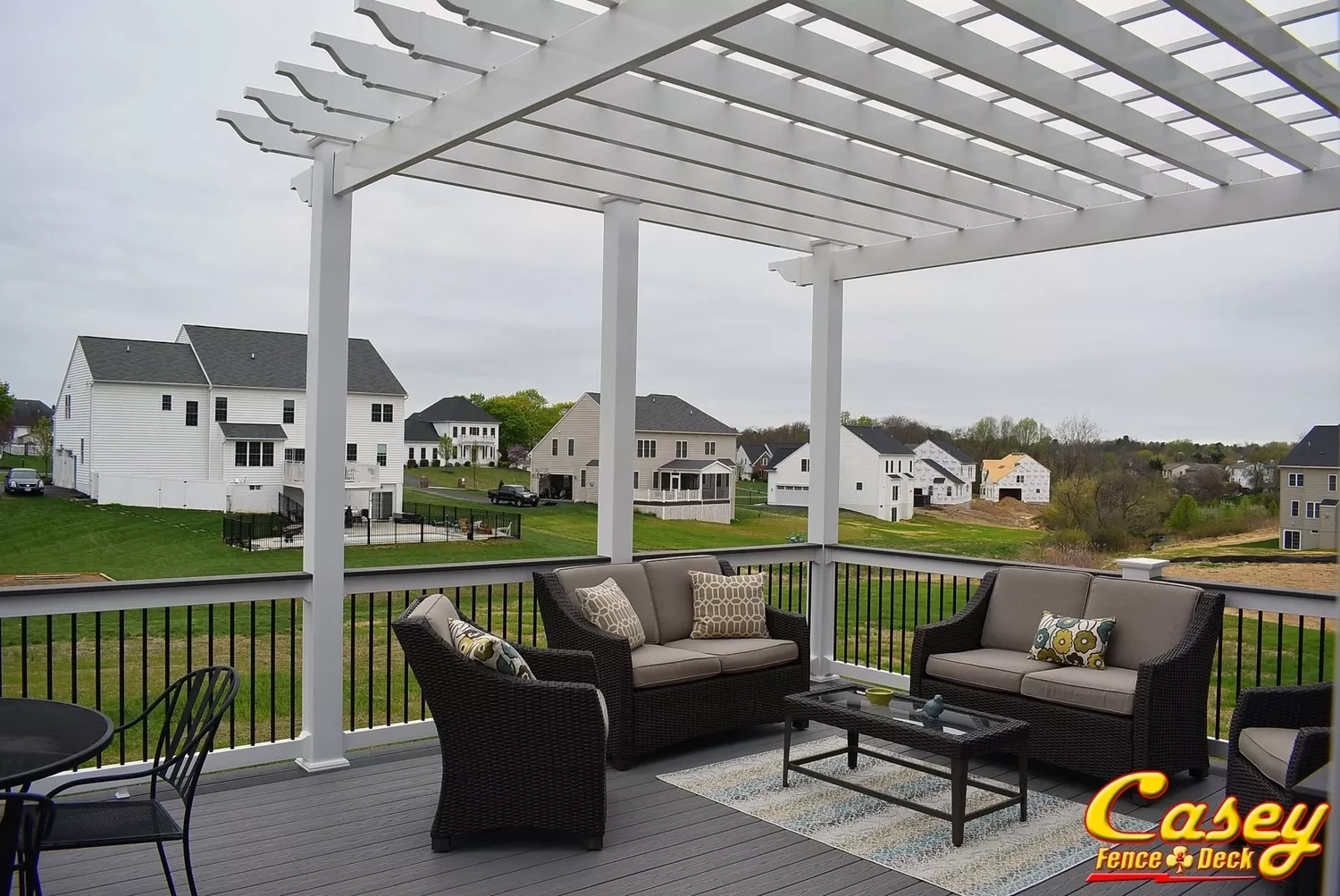 450 Sq Ft Fiberon Cottage Gray Deck with Graphite Double Picture Frame ...